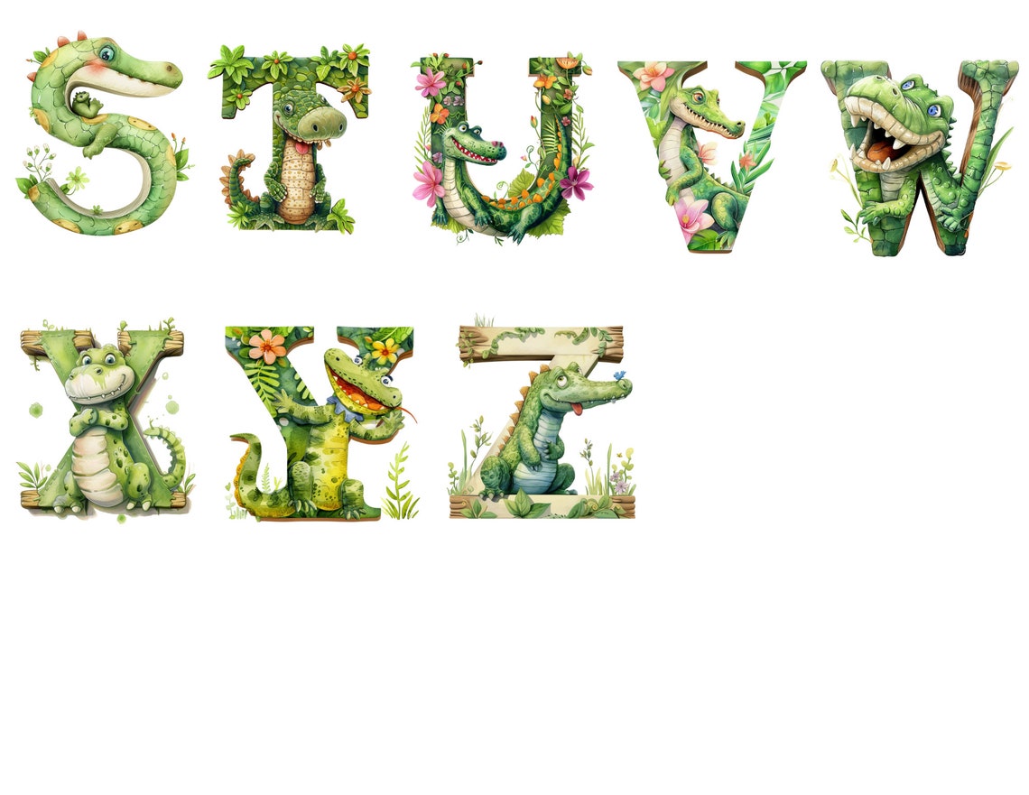 Crocodile Alphabet, Letters Png, Alphabet Png, Instant Download for ...
