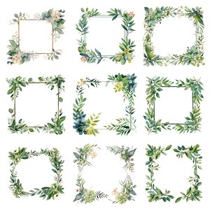 Watercolor Bush Frames Clipart, PNG Digital Files on Transparent ...