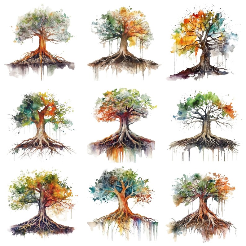Tree Roots Watercolour 18 PNG Images Instant Download - Etsy