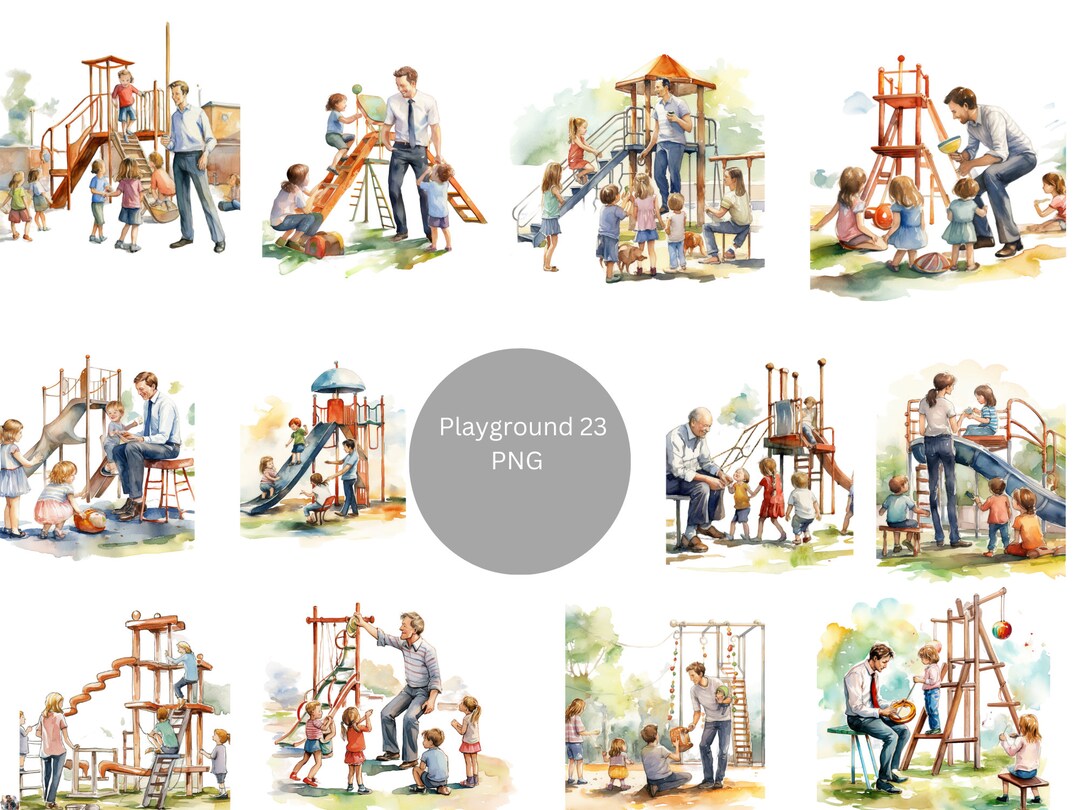 23 Playgrounds Watercolor Clipart, Kids Clipart, PNG Digital Files on ...