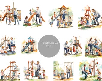 16 Playgrounds Clipart, Printable Watercolor Clipart, Digital Download ...