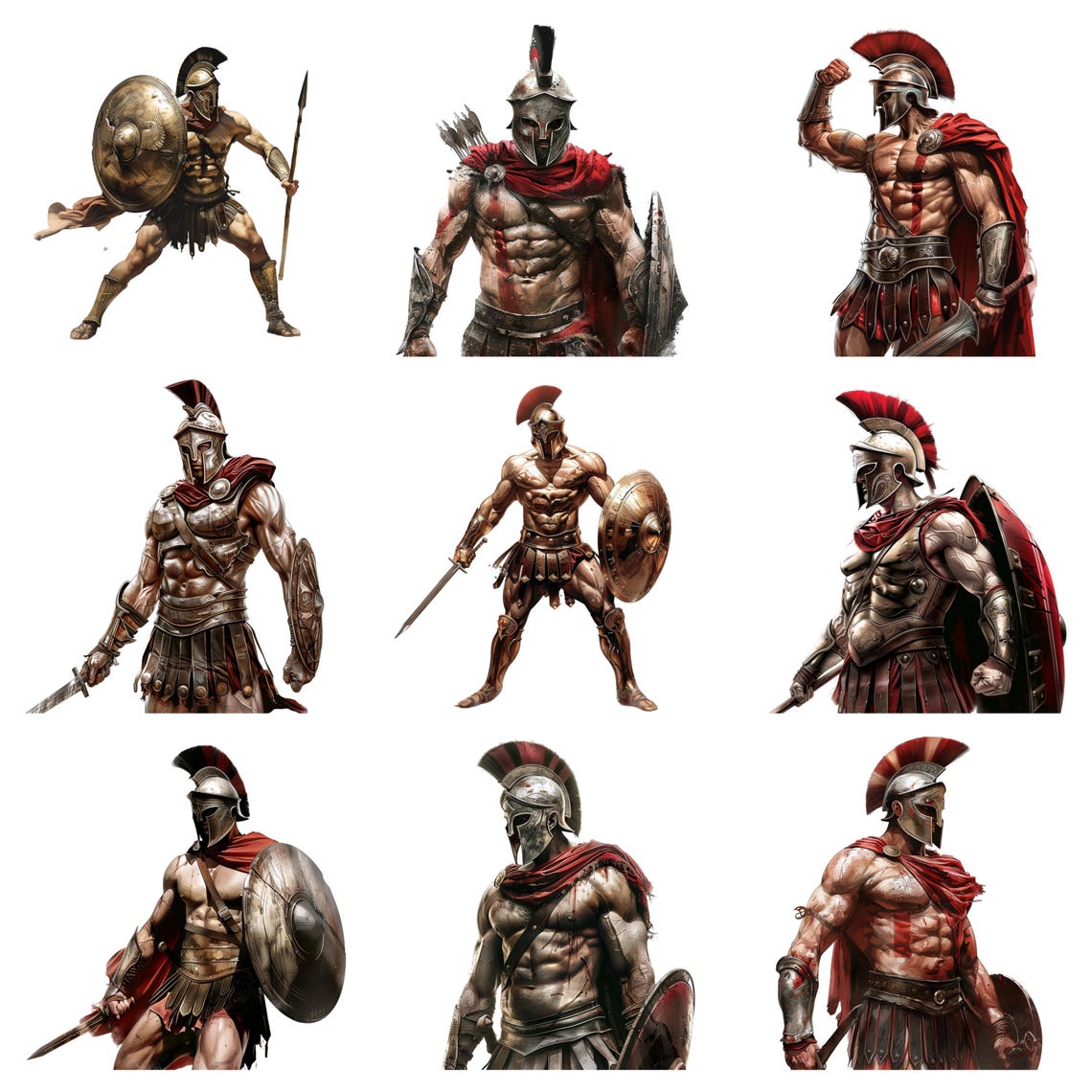 24 Spartan Warriors Clipart, Sparta Clipart, PNG Individual Images on ...