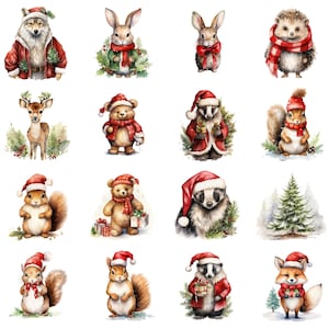 Woodland Christmas Clipart, Winter PNG, Forest Christmas Animals ...