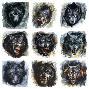 25 Scary Wolves in Caves Clipart, Watercolor Clipart, Halloween, PNG ...