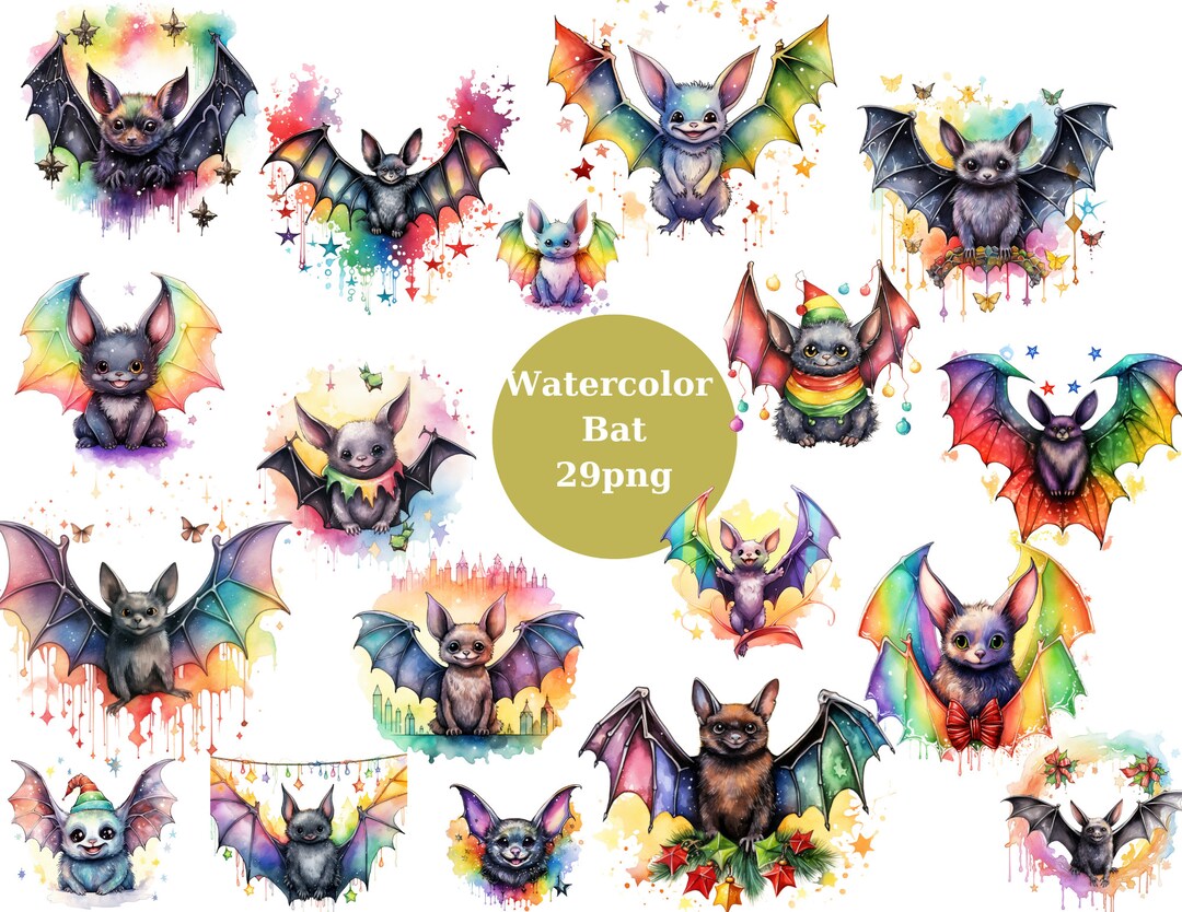 Watercolor Christmas Bat, PNG Images, Clip Art, High Quality ...