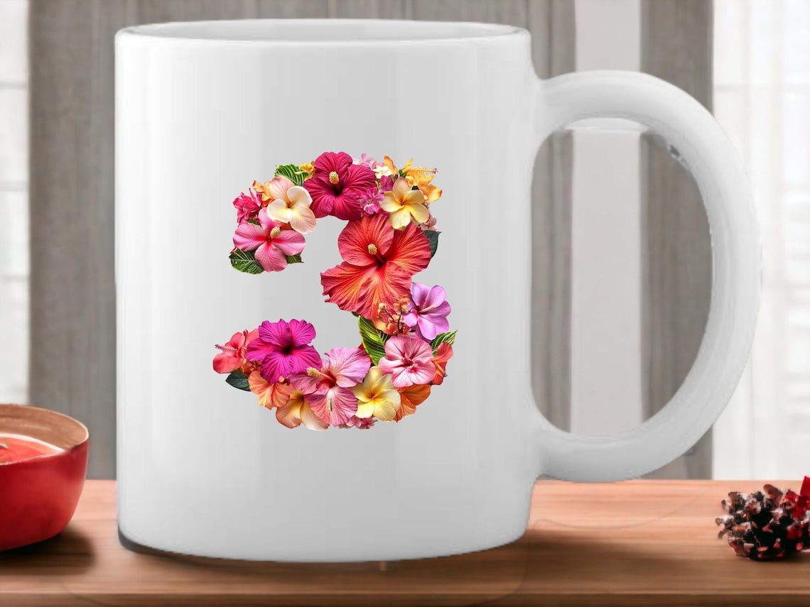Tropical Floral Numbers Clipart - Vibrant Flower Number PNG Individual ...