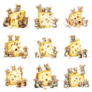 Adorable Mice and Cheese Clipart - 35 PNG Cute Cartoon Mice With Cheese ...