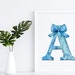 Watercolor Blue Bow Alphabet, Bow Letter Instant Download for ...