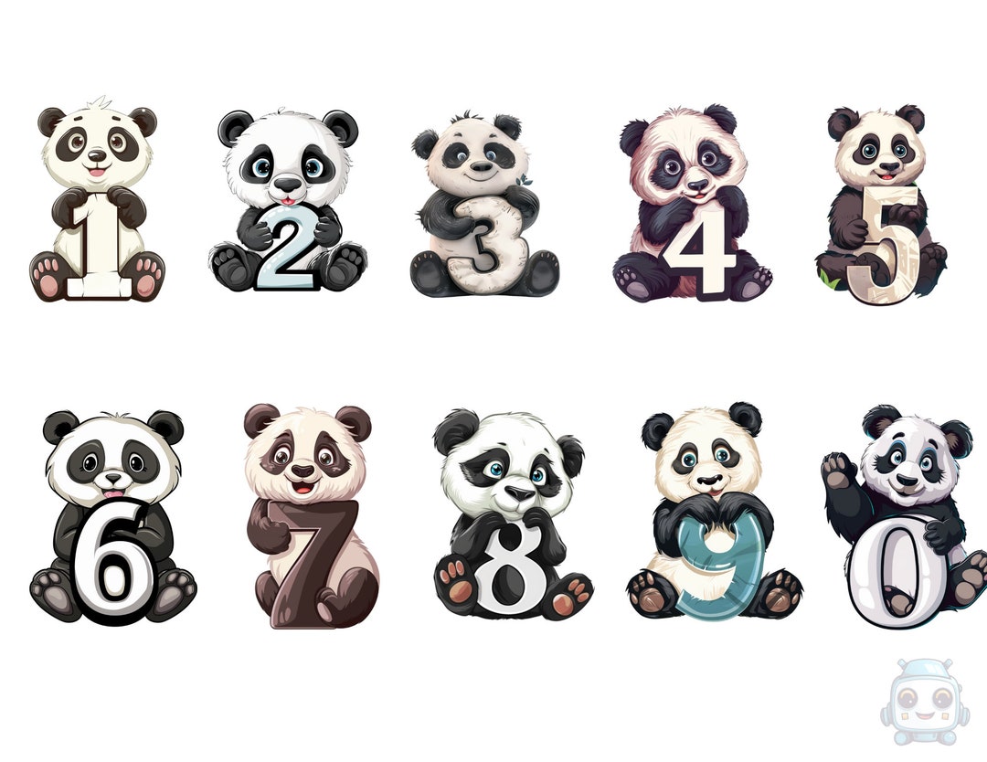Clipart Panda Numbers, Numbers Png, Instant Download for Commercial Use ...