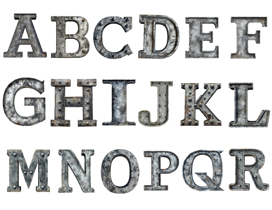 Watercolor Iron Alphabet Clipart, PNG Individual Images, Commercial Use ...