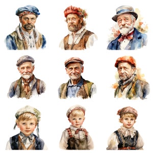 Watercolor German Men Clipart, PNG Digital Files on Transparent ...