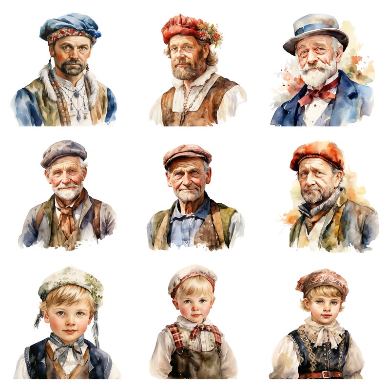 Watercolor German Men Clipart PNG Digital Files on - Etsy