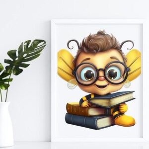 50 Preschool Bees Clipart, School Clipart, Adorable School Bees, PNG ...