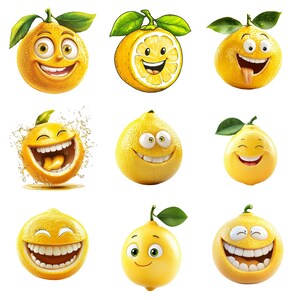 33 Funny Lemons Clipart, PNG Individual Images on Transparent ...
