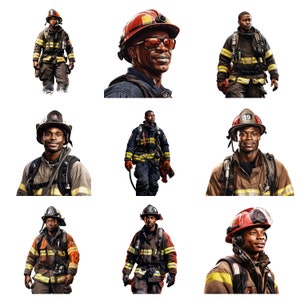 43 Black Men Firefighters Clipart, Men of Color, Firefighter Clipart ...