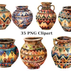 35 Aztec Pottery Watercolor Clipart, Aztec Clipart, PNG Individual ...