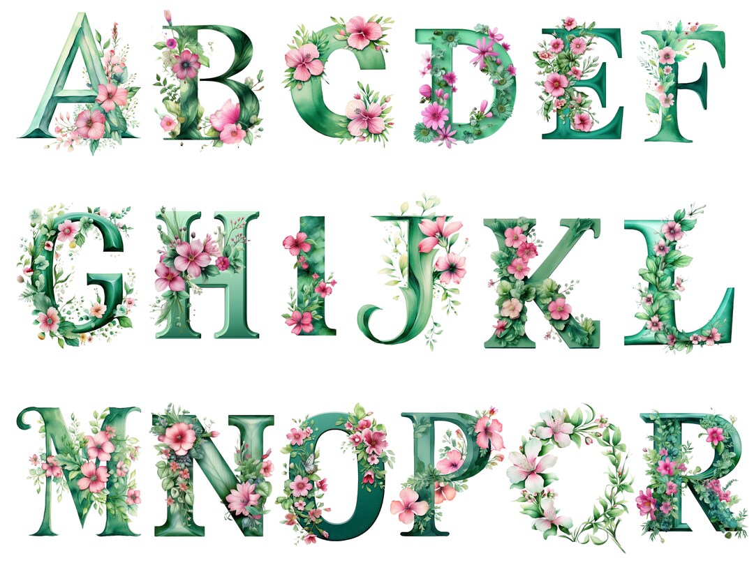Stylish Green Alphabet, Transparent Background, High Quality, Clipart ...