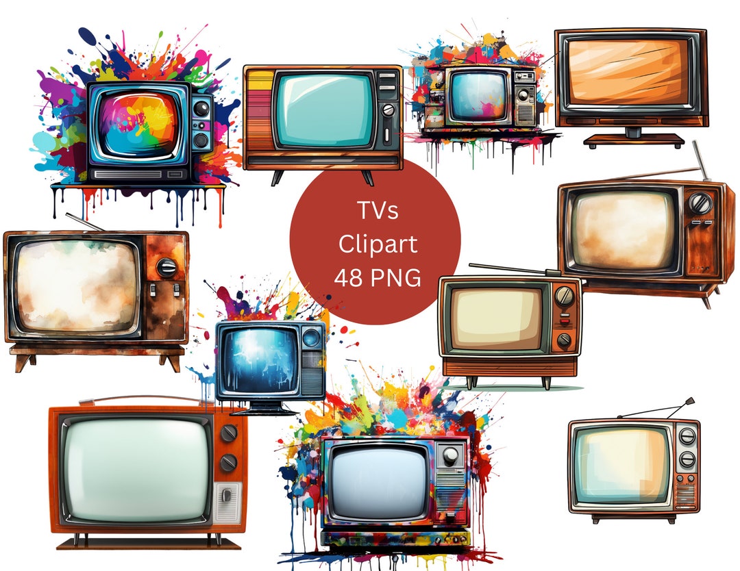 Television Clipart, Tvs Clipart, PNG Digital Files on Transparent ...