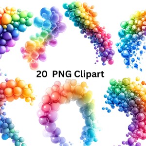 20 Rainbow Balloons Clipart, Balloon Clipart, PNG Individual Images on ...