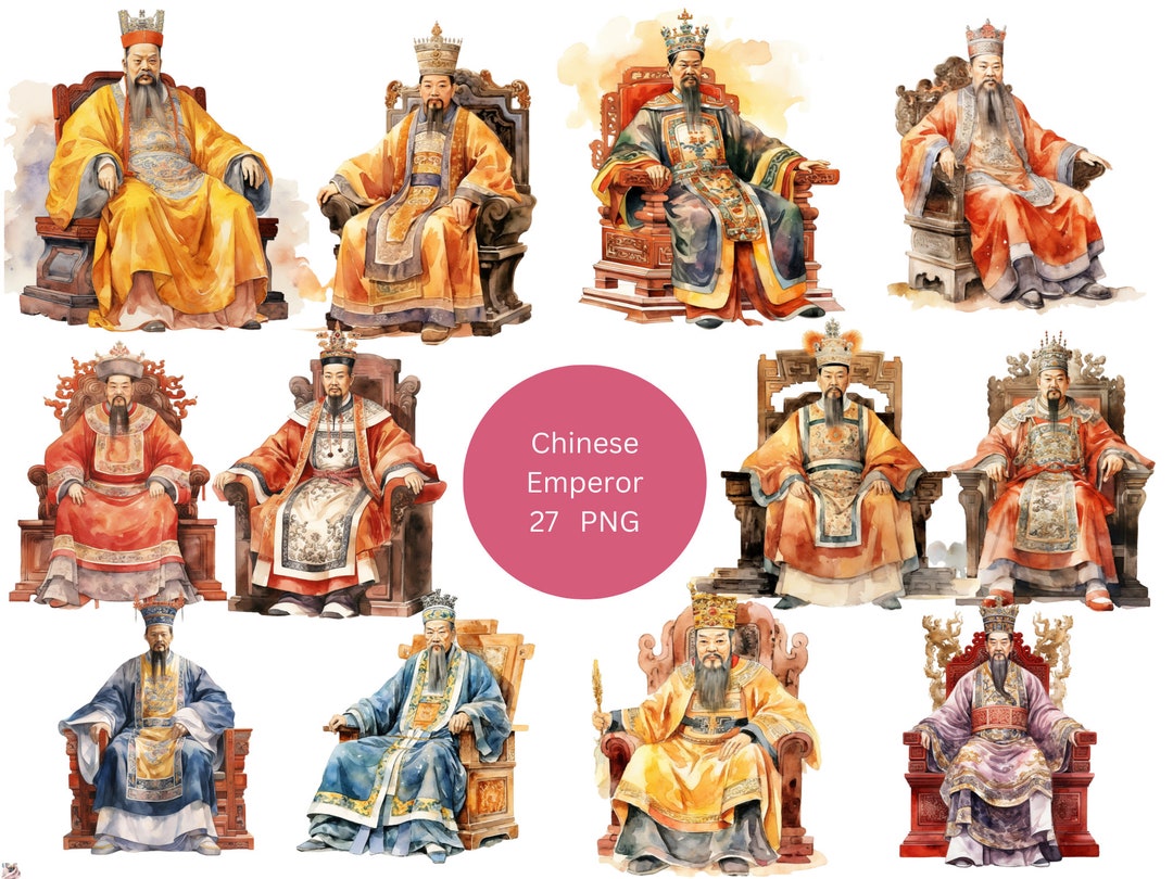 27 Chinese Emperors Watercolor Clipart, China Clipart, PNG Individual ...