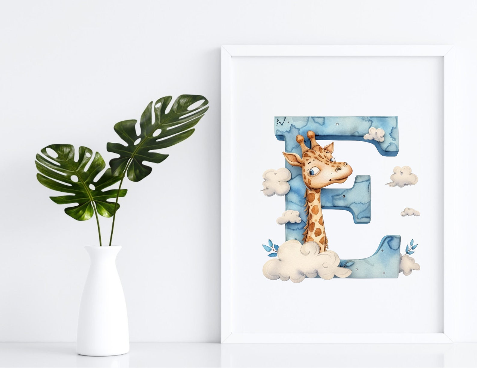Blue Giraffe Alphabet Watercolor, Giraffe Letters, Transparent ...
