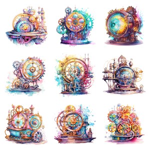 32 Time Machines Watercolor Clipart, Time Travel Clipart, PNG ...