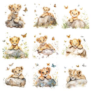 26 Cute Baby Lions Watercolor Clipart, Animals Clipart, PNG Individual ...