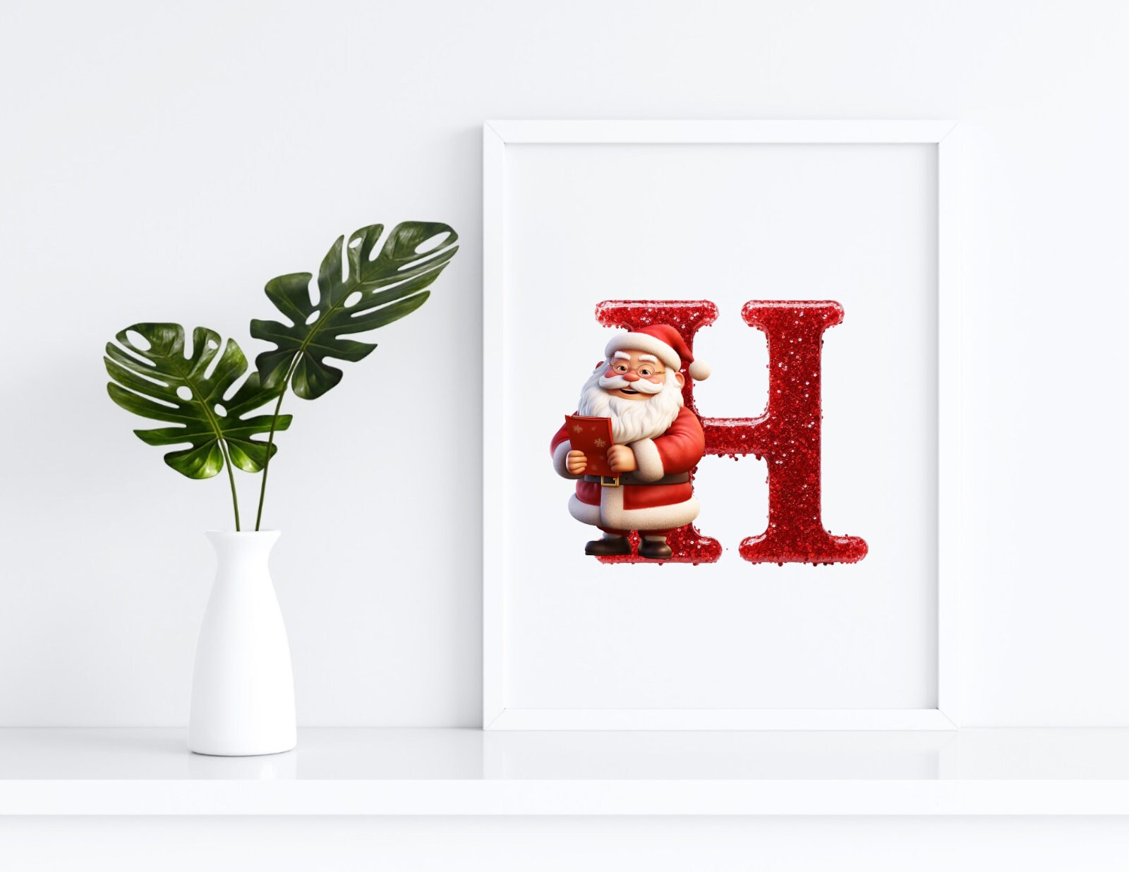 Santa Claus Red Glitter Alphabet, Letters Png, Alphabet Png, Instant ...