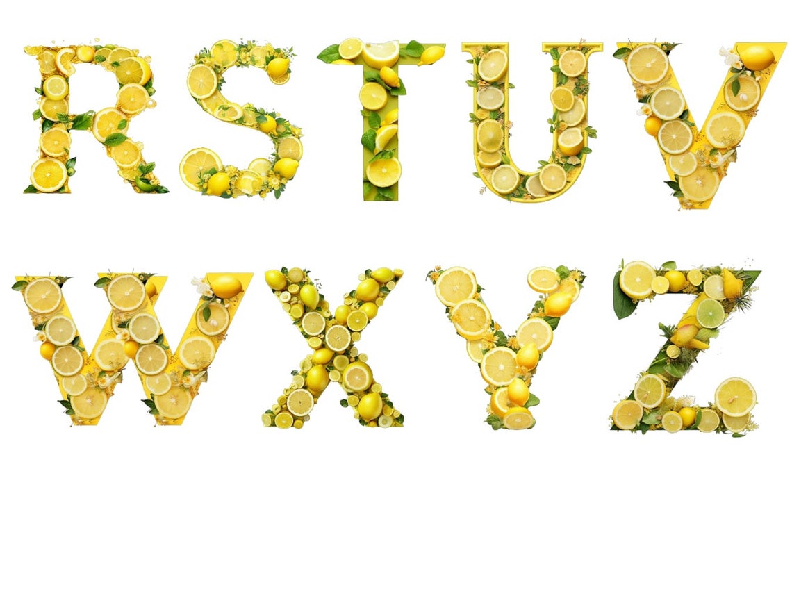 Lemon Alphabet Letters Png Alphabet Png Instant Download - Etsy