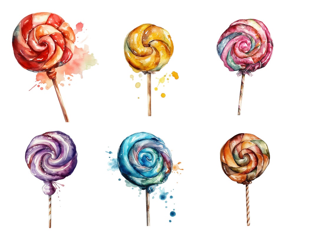 Watercolor Sweet Lollipops Clipart, PNG Digital Images, High Quality ...