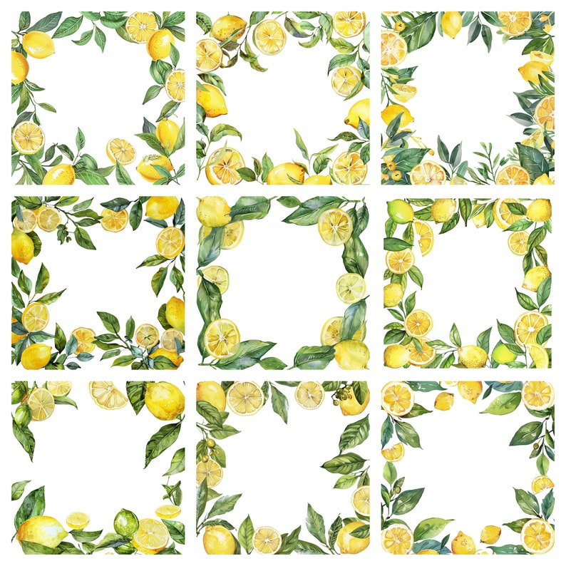 Watercolor Lemon Frames Clipart, Lemon Clipart, Frames Borders, PNG ...