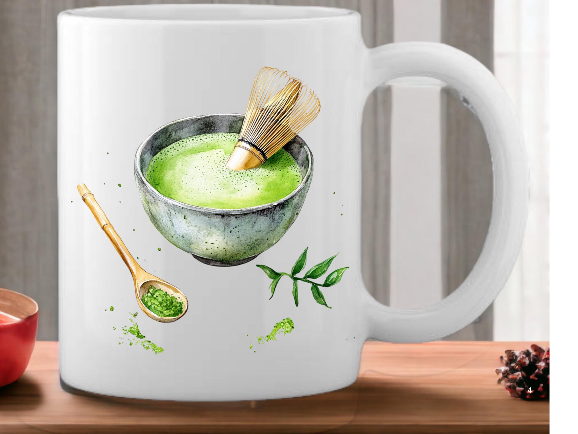 32 Matcha Tea Watercolor Clipart, PNG Digital Files on Transparent ...