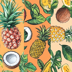 Tropical Fruit Digital Paper – 18 Summer Backgrounds With Pineapples ...