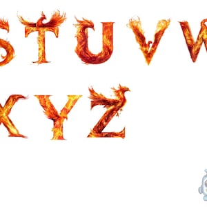 Watercolor Phoenix Alphabet Png, Instant Download for Commercial Use ...