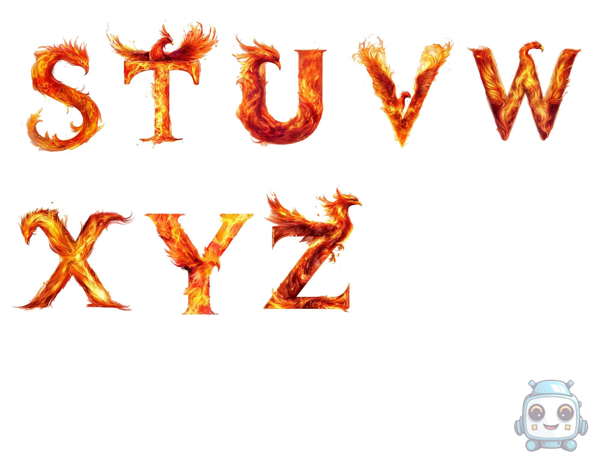 Watercolor Phoenix Alphabet Png, Instant Download for Commercial Use ...