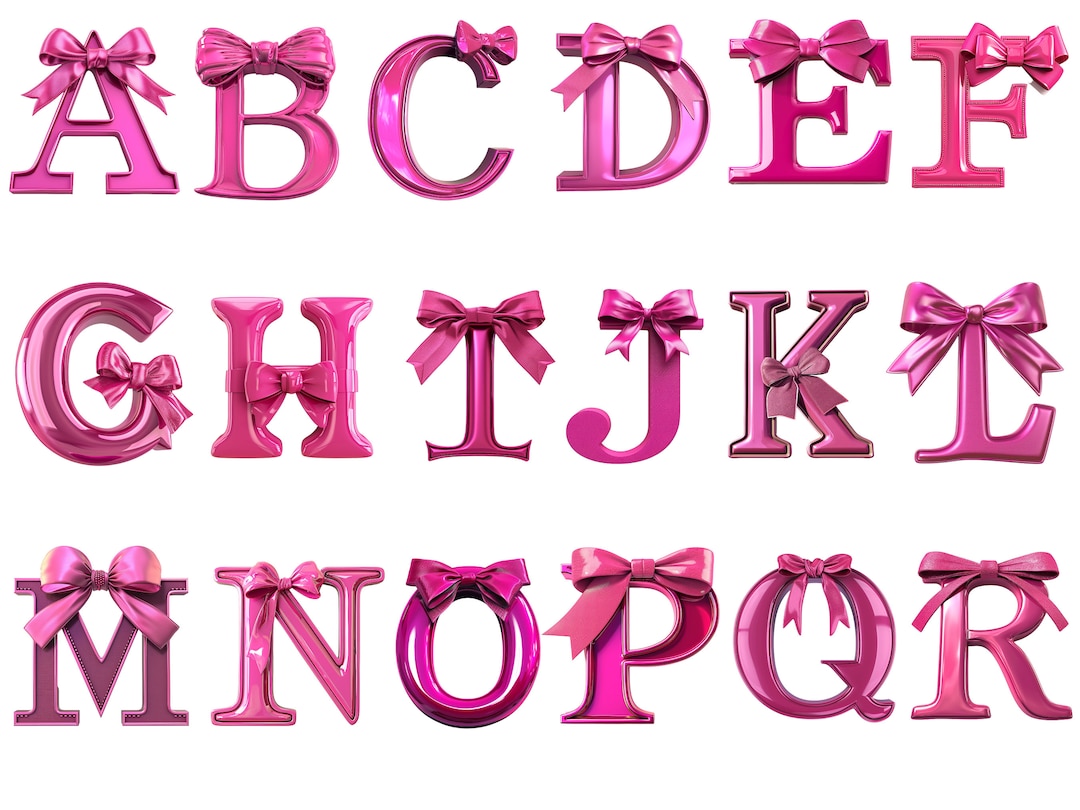 Pink Bow Alphabet, Bow Letter Instant Download for Commercial Use, High ...