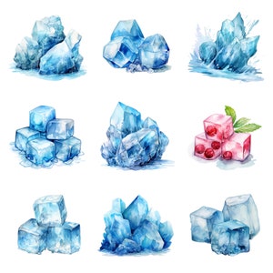 Watercolor Ice Clipart, PNG Digital Files on Transparent Background ...