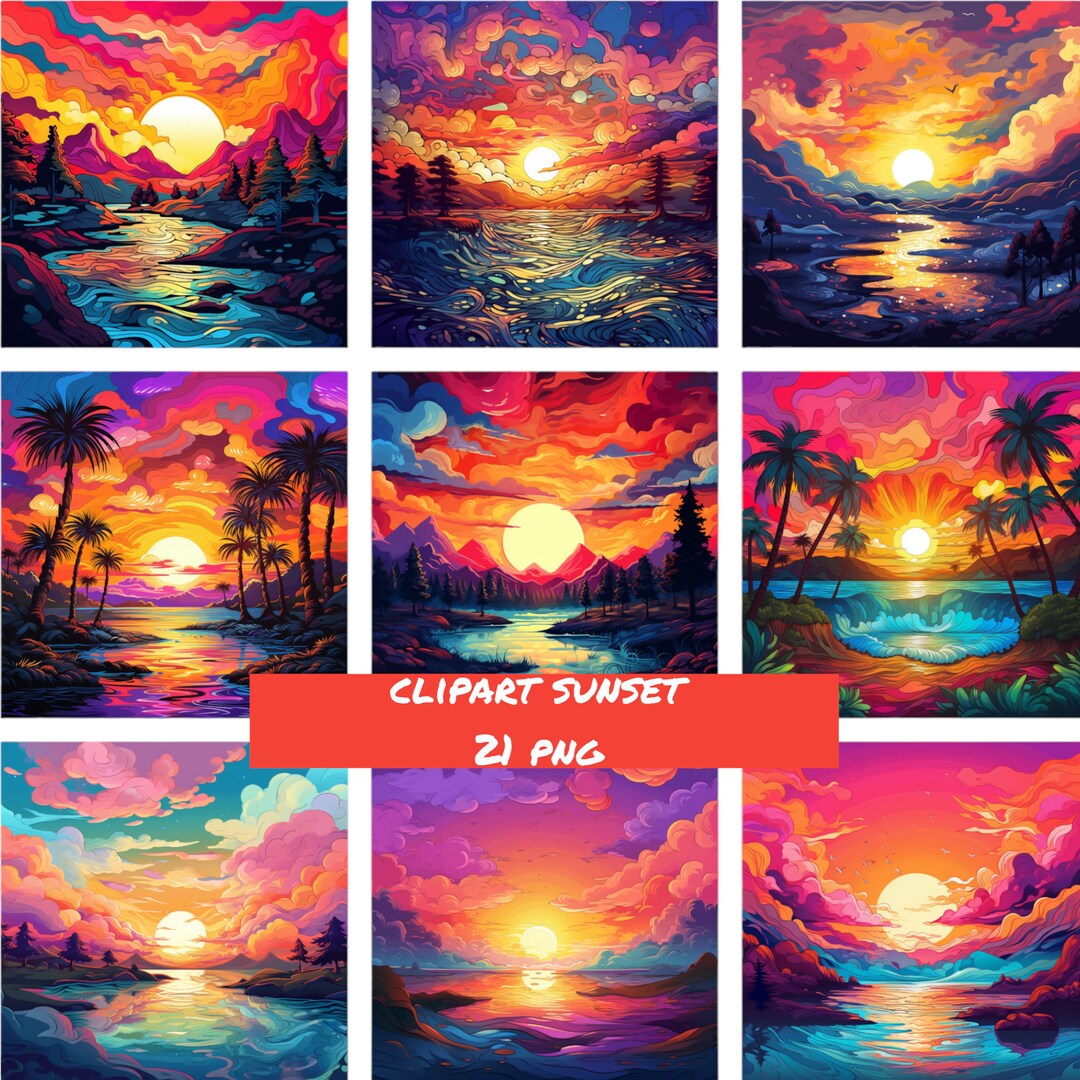 21 Png Sunset Portraits PNG Files, Illustration Prints Card Making ...