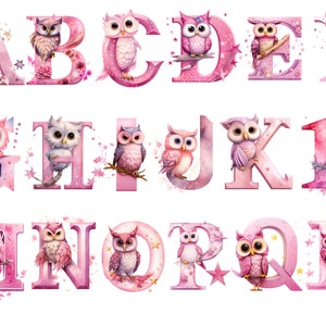 Pink Owl Alphabet, Letters Png, Alphabet Png, Instant Download for ...