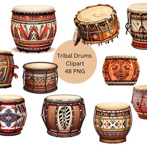 Tribal Drums Clipart, PNG Digital Files on Transparent Background ...