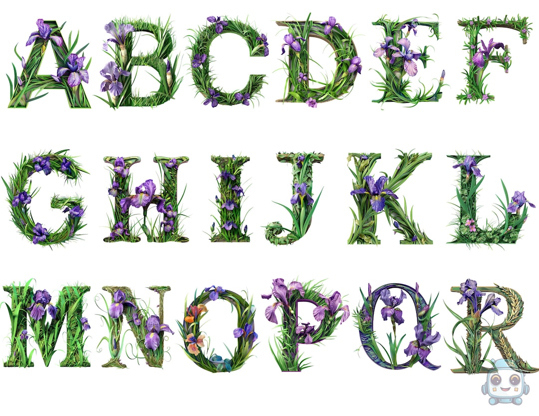 Iris Alphabet, Letters Png, Alphabet Png, Instant Download for ...