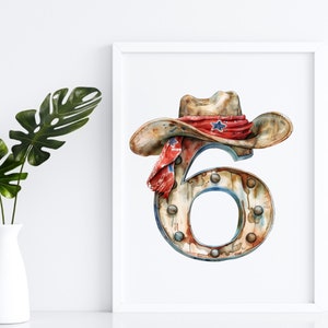 Watercolor Western Numbers Clipart, Cowboy Clipart, PNG Individual ...