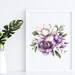 Watercolor 32 Purple Flowers Bouquet Clipart, Transparent Background ...