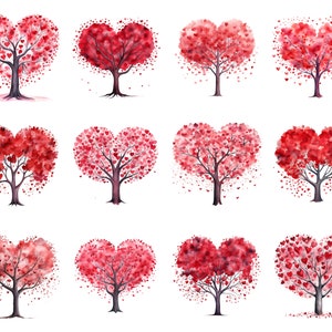 Watercolor Love Tree, Valentine's Day, Clip Art Graphics in PNG for ...
