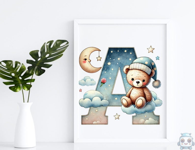 Sleeping Teddy Bear Alphabet, Letters Png, Alphabet Png, Instant ...