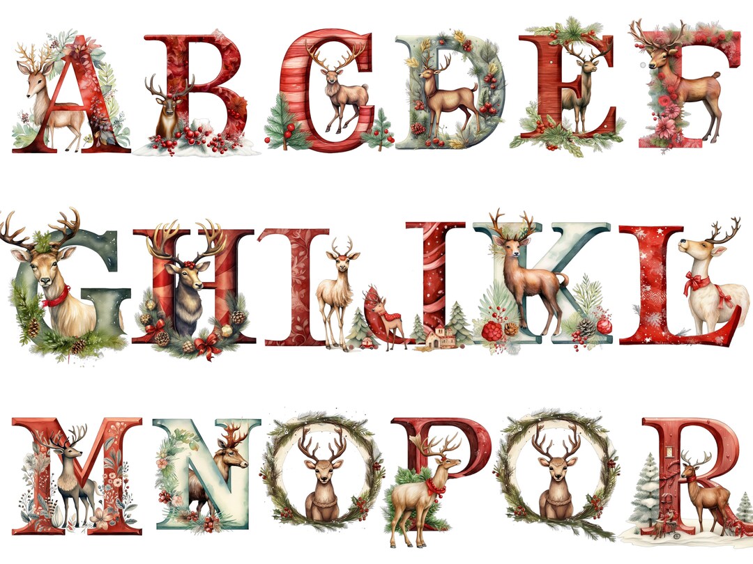 Reindeer Alphabet, Winter Alphabet, Christmas Alphabet Instant Download ...