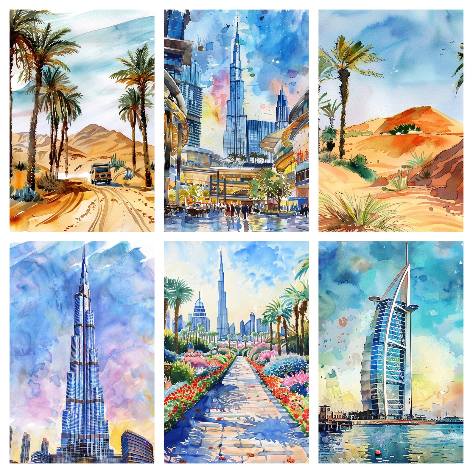Watercolor United Arab Emirates Clipart, PNG Individual Images on ...