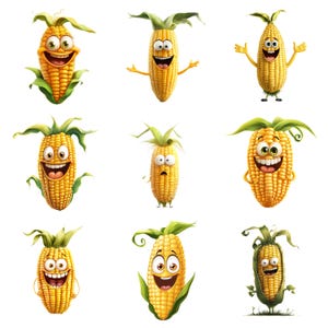 61 Funny Corns Clipart, Whimsical Clipart, Cute Corns, PNG Individual ...