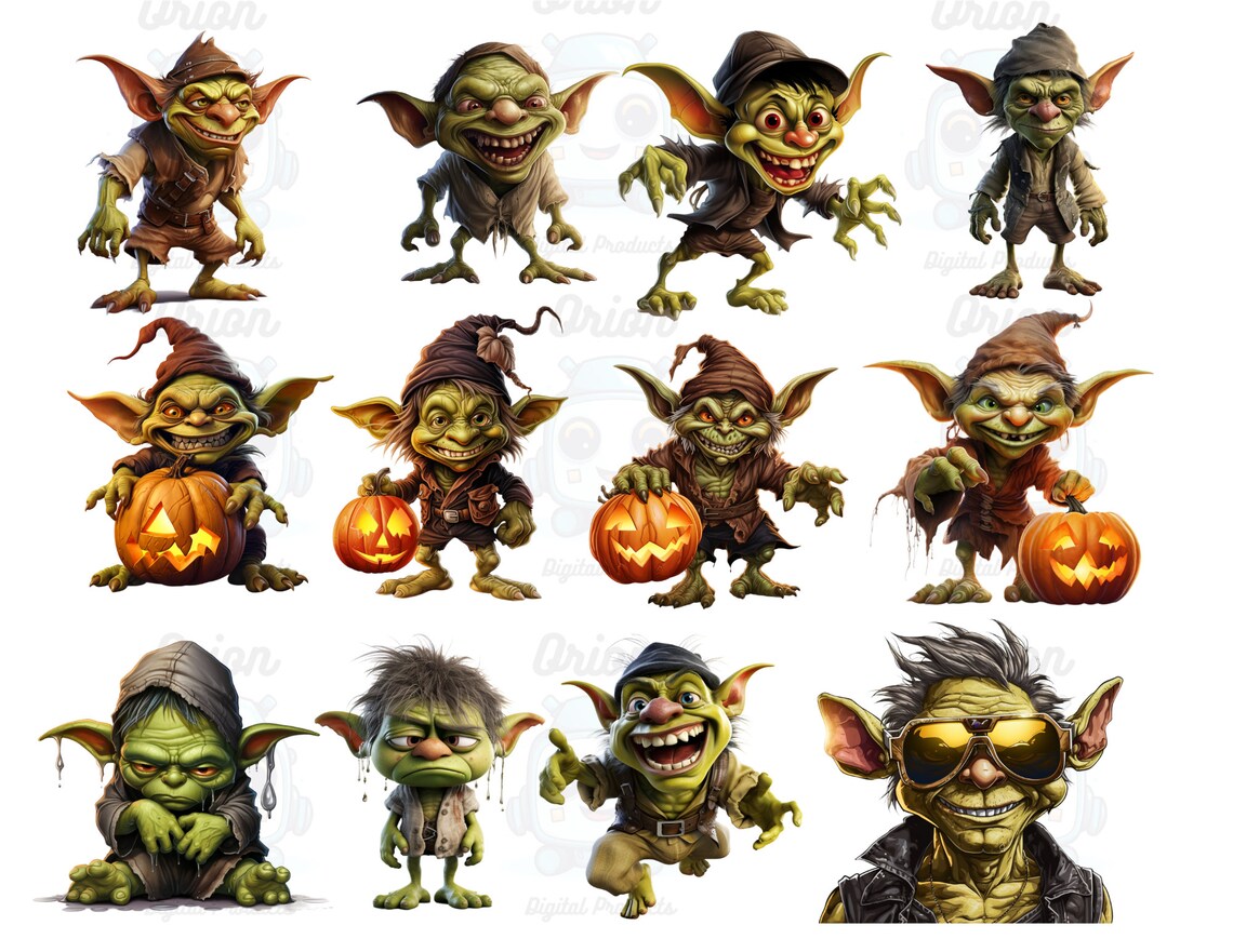 Animated Goblins Halloween Clipart, PNG Files on a Transparent ...
