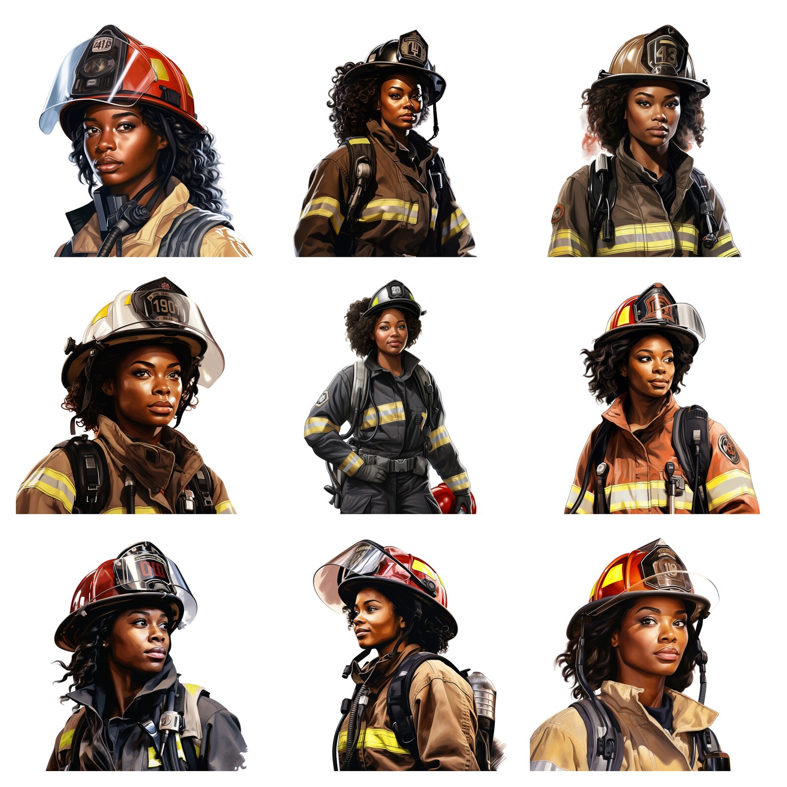 30 Black Women Firefighters Clipart, Women of Color, Firefighter ...